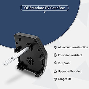 276602, RV Fifth Wheel Landing Gear Box Compatible with Lippert Venture, Universal Mount Aluminum Gearbox for Atwood, Pac-Rim and Stromberg Carlson Landing Gear Systems | Black, Replace# LG-179015