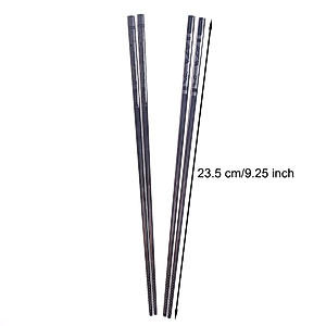 EORTA 4 Pairs Stainless Steel Chopsticks Chinese Style Square Chopsticks Reusable Metal Anti-skid Chopsticks with Laser Marking Pattern for Home Hotel Restaurant Gift, Dishwasher-safe, Chinese Dragon