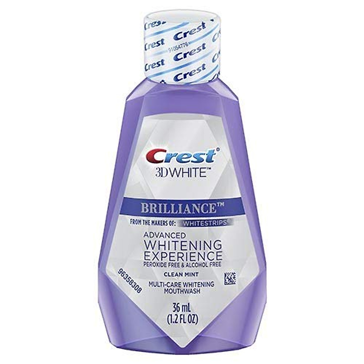 Crest 3D White Brilliance Teeth Whitening Mouthwash, Clean Mint, Travel Size 1.2 oz (36ml) - Pack of 6