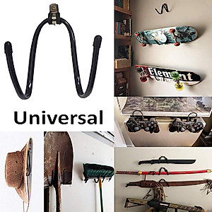 Pack of 2 , Rack with Adjustable Hooks Equipment Organizer Storage — W Claw Wall Mount Football Holder Ball Display Rack for Helmet, Gloves, Coats, Hats/Metal and Silicone Rubber Black Finish.