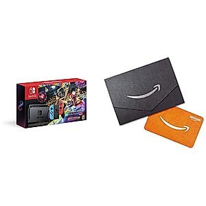 Nintendo Switch w/Neon Blue & Neon Red Joy-Con + Mario Kart 8 Deluxe (Full Game Download) - Switch with $25 Amazon.com Gift Card