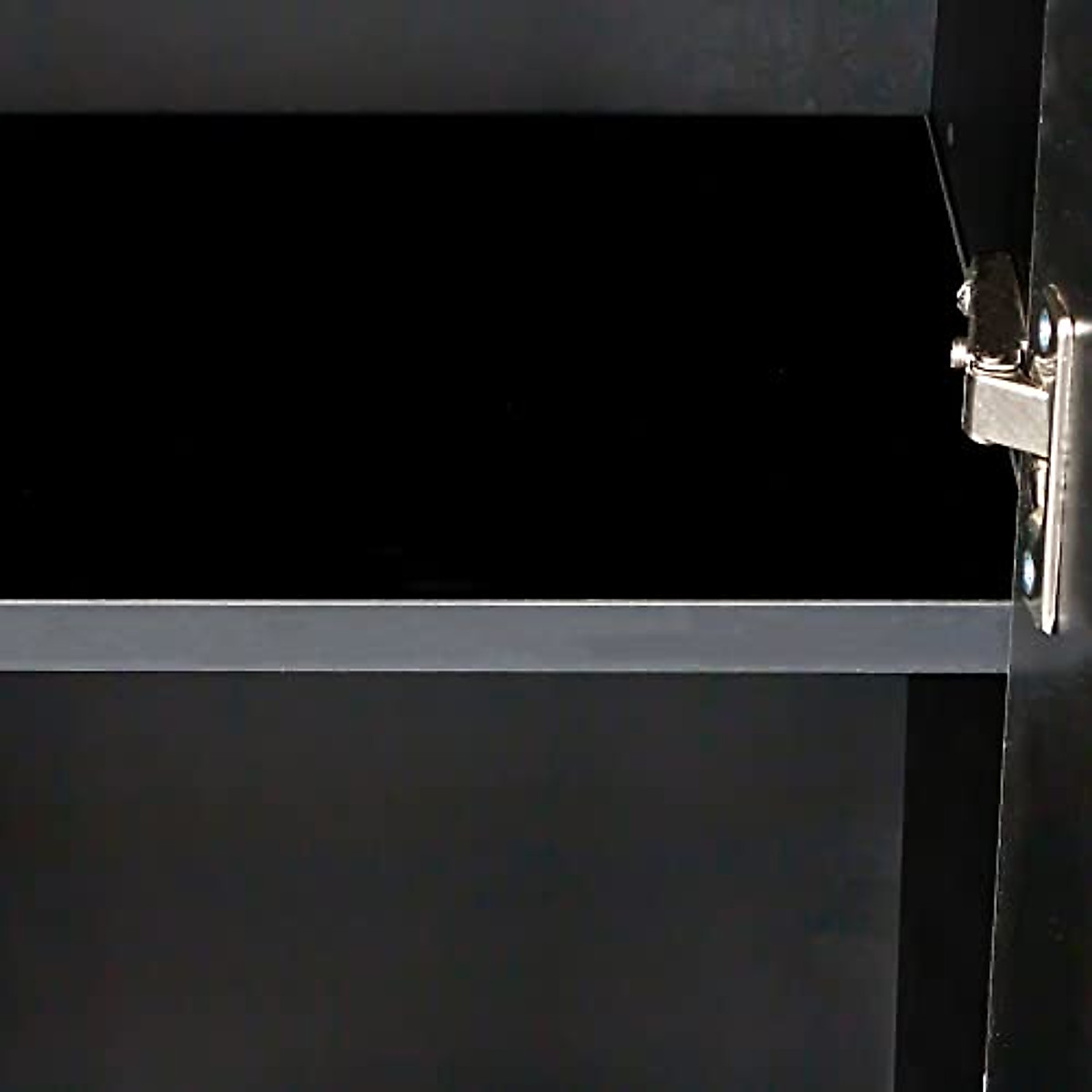 BUTURCAR Kitchen Buffet Storage Cabinet, Modern Dining Room Sideboard Cabinet, Hallway Living Room Display Cabinet - Black High Gloss Buffet Cabinet with Storage, Door, and LED Light