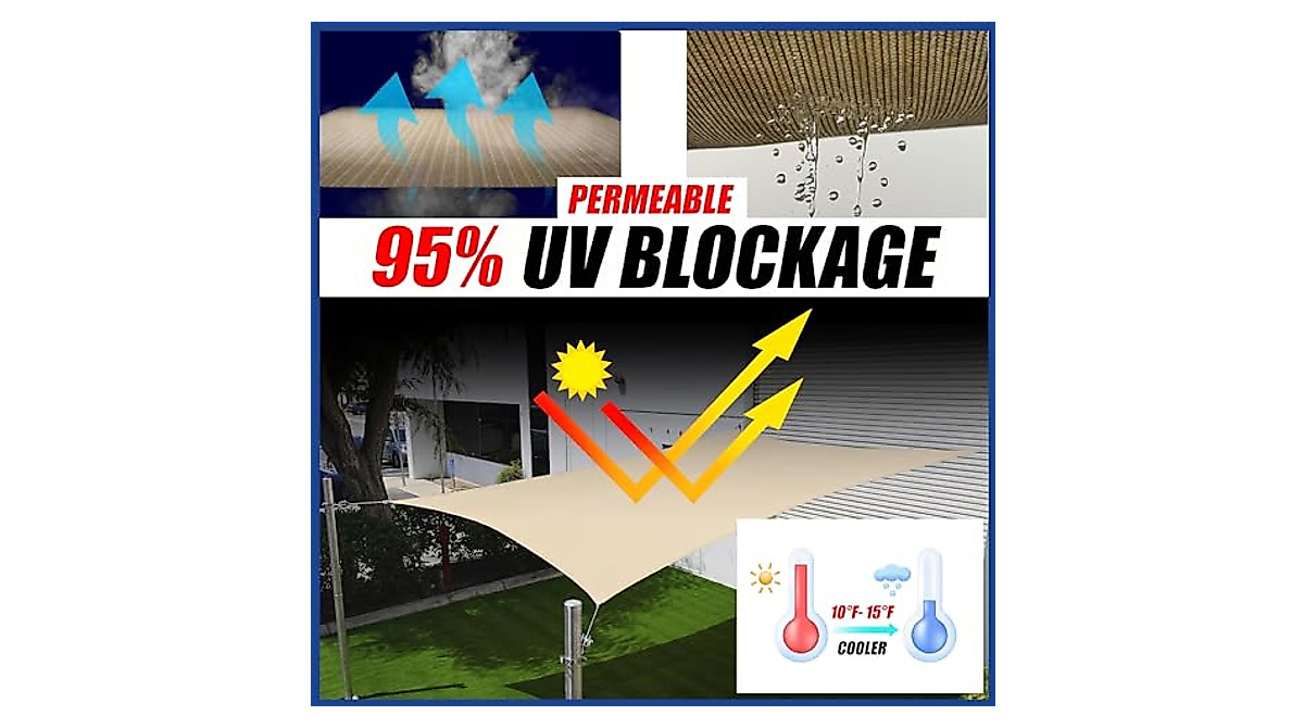 ShadeMart 8' x 14' UV Resistant Sun Shade Sail