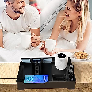 JUMEIHUI Folding Bedside Shelf for Bed College Dorm,Bunk Bed Shelf for Top Bunk,Bed Shelf Organizer with Cup Holder,Bed Accessories,Bedside Organizer for Phones,Kindle,Book,Remote,CPAP(White)