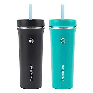 Thermoflask 32oz Insulated Standard Straw Tumbler, 2-Pack (Purple&Gray) (2, 9x12)