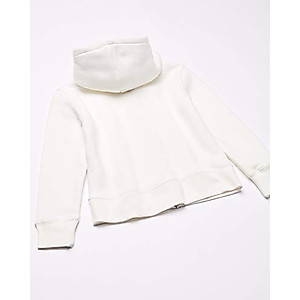 Amazon Essentials Girls' Fleece Zip-Up Hoodie Sweatshirt, White, Medium