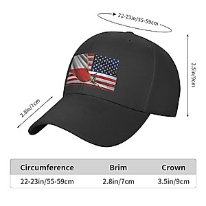 USA American Flag and Poland Poles Flag Baseball Cap for Men Women Adjustable Classic Dad Hat Trucker Cap for Running Outdoor Activities Snapback Hat