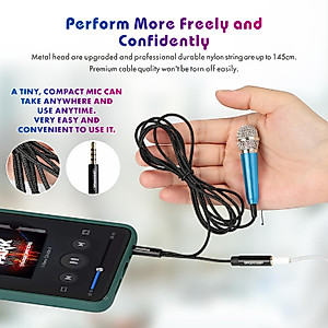 Wootrip [2PCS] Mini Karaoke Microphone, Mini Voice Recording Microphone Portable Karaoke Mic for Singing, Recording, Voice Recording(Black/Blue)