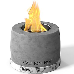 Y&M Table Top Fire Pit, Portable Tabletop Fireplace Indoor Outdoor Use, Smokeless Fire Concrete Bowl Pot,Mini Personal Fire Pit