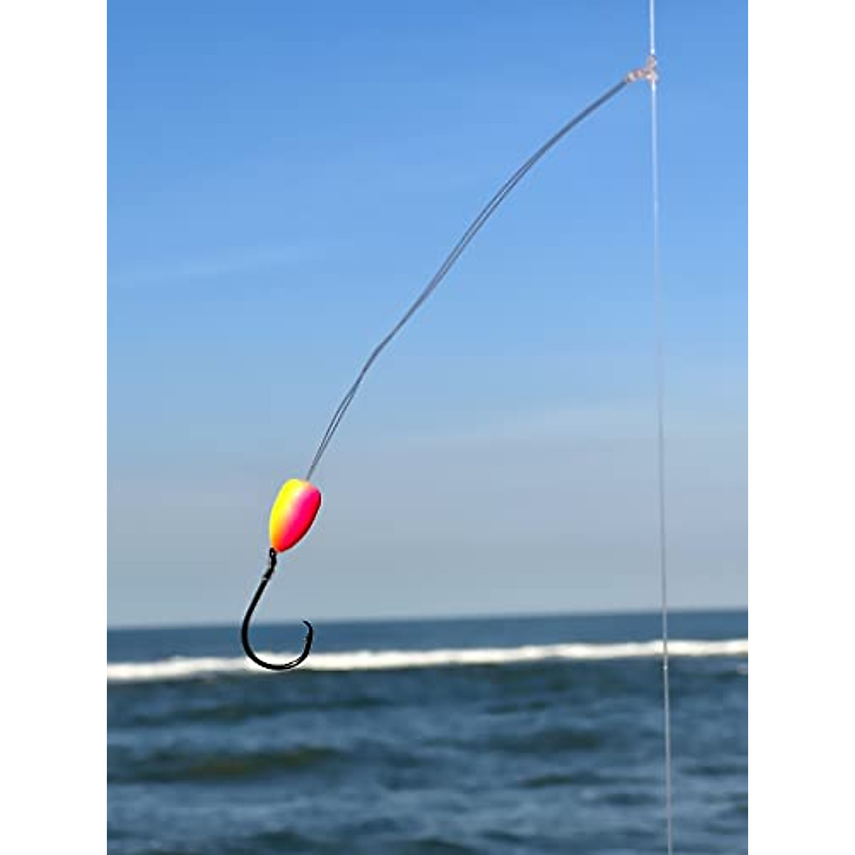 3 Pack '#1' Pompano Rig Surf Fishing Hi-Lo Double Drop Hand-Tied 25LB Mono (Pink/Yellow)