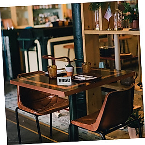 Zerodeko 4pcs Stainless Steel Plate Mini Beer Mugs Dollhouse Table Reserved Signs Metal Tabletop Restaurant Reserved Sign Chair Tent Reserved Signs for Layout Card Banquet Wedding