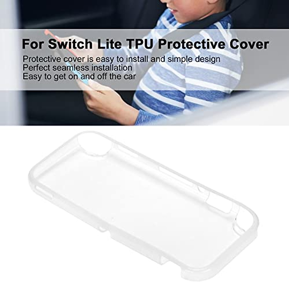 Janzoom TPU Sleeve, Protective Case Portable Comfortable Comprehensive Protection Anti Fingerprint Half Packed for Switch Lite(Transparent)
