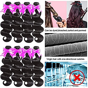 Body Wave Bundles Human Hair 4 Bundles (20 18 16 14 inches) 10A Brazilian Virgin Human Hair Bundles Body Wave 100% Unprocessed Human Hair Wavy Extensions Natural Color by Aelinsi