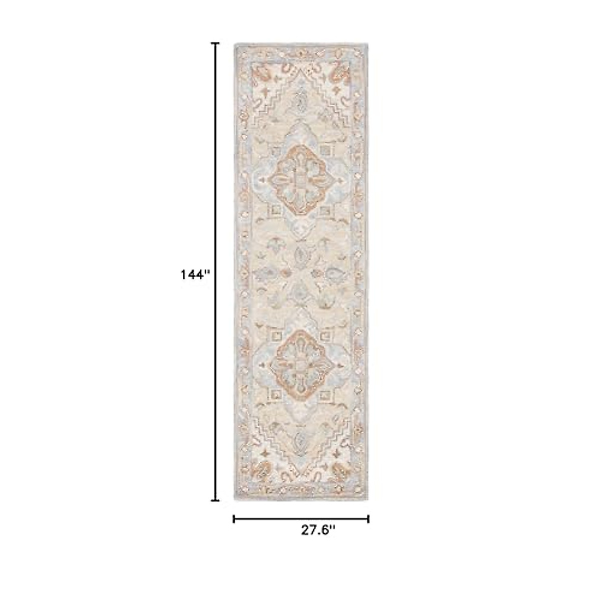 SAFAVIEH Heritage Collection Runner Rug - 2'3" x 12', Beige & Grey, Handmade Traditional Oriental Wool, Ideal for High Traffic Areas in Living Room, Bedroom (HG920B)