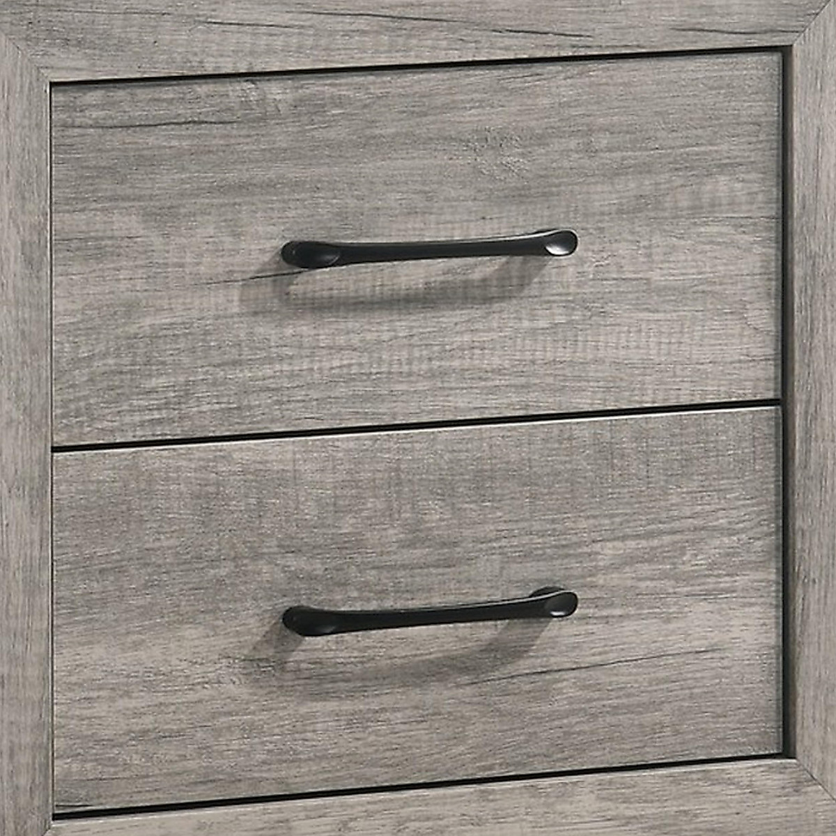 Benjara Isha 24 Inch 2 Drawer Nightstand with Metal Handles, Modern Driftwood Gray