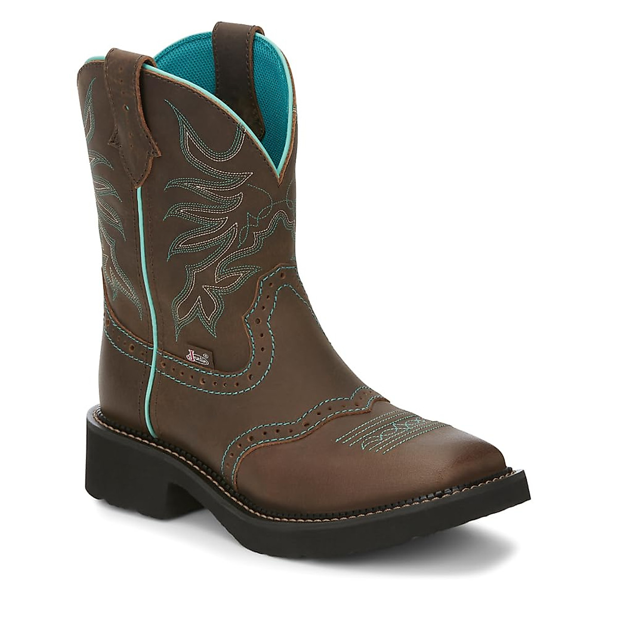 Justin Women's Mandra Chocolate Western Boot Wide Square Toe Chocolate 6.5 M