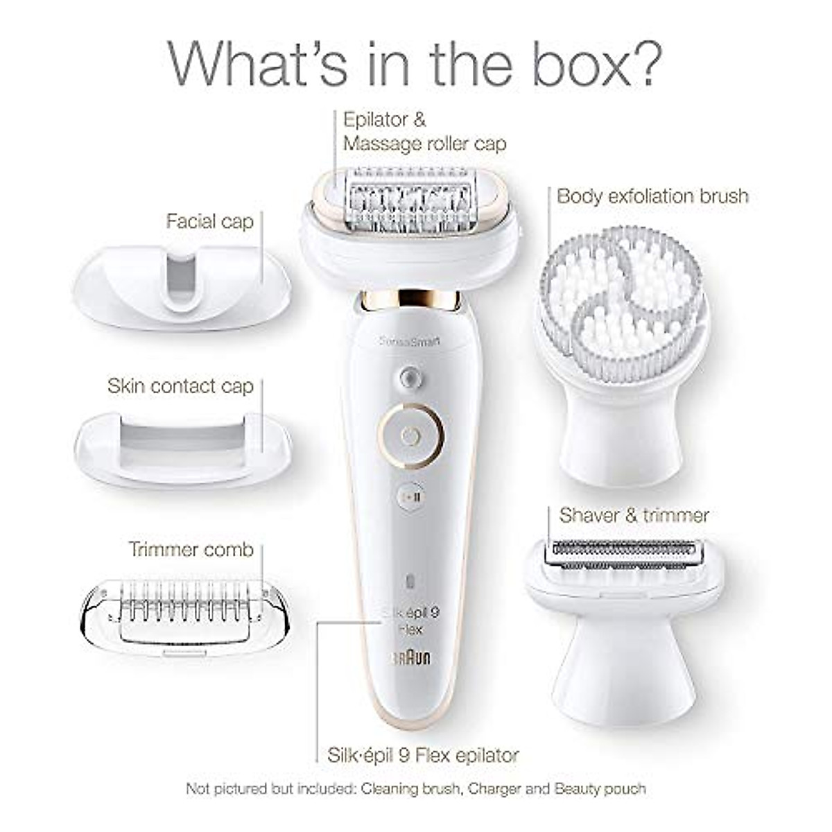 Braun Epilator Silk-épil 9 9-030 with Flexible Head, Facial Hair Removal for Women and Men, Shaver & Trimmer, Cordless, Rechargeable, Wet & Dry, Beauty Kit with Body Massage Pad
