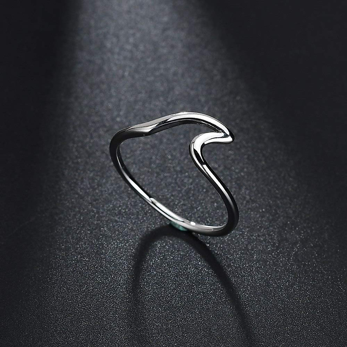 BYONDEVER 925 Sterling Silver Sea Wave Design Rings Ocean for Women Men(Size:10)