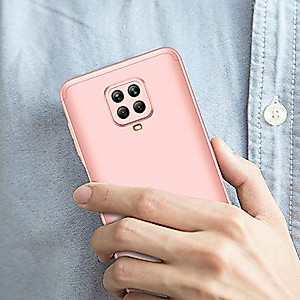 Asdsinfor Compatible with Redmi Note 9S Case 3 in 1 360 Degree Full Body Case Slim Hard PC Plastic Anti-Scratch Bumper Compatible with Xiaomi Redmi Note 9 Pro/Note 9 Pro Max 3 in 1 Rose Gold AD