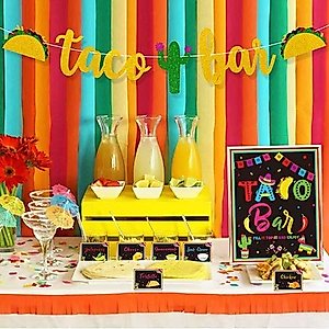 Kitticcino Taco Bar Decoration Kit - Banner Sign Tents Garland for Cinco De Mayo Mexican Fiesta Themed Party Bachelorette Bridal Shower, Housewarming