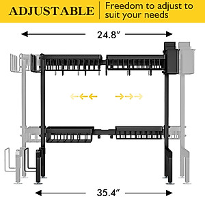 ARSTPEOE Four Baskets (one More Than Others) Over The Sink Dish Drying Rack,fits All Sinks (from 24.8" to 35.4"),2-Tier Adjustable Sink Rack,Dishes Rack Kitchen Storage Organizer Space