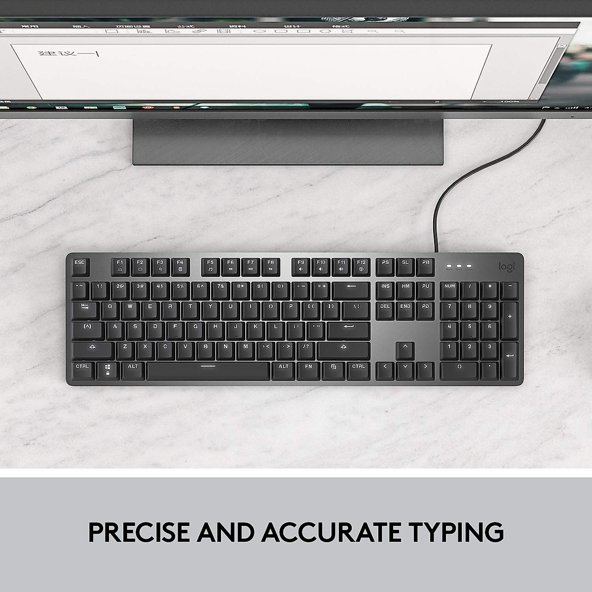Logitech K845 Mechanical Illuminated Keyboard, Strong Adjustable Tilt Legs, Full Size, Aluminum Top Case, 104 Keys, USB Corded, Windows (TTC Red Switches)