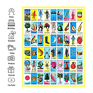 Mexican Party Theme Loteria Backdrop 5 x 7 ft Lottery Card Photography Picture Mexican Bingo Photos Adult Children's Party Supplies Decorations