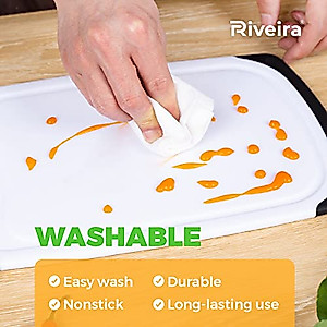 Riveira Plastic Cutting Board Set of 3 - Plastic Cutting Boards for Kitchen Dishwasher Safe Non-Slip - Plastic Cutting Board with Juice Groove - Lg 15.7" x 9.5" - Med 12.4" x 7.7" - Sm 9.8" x 5.8"