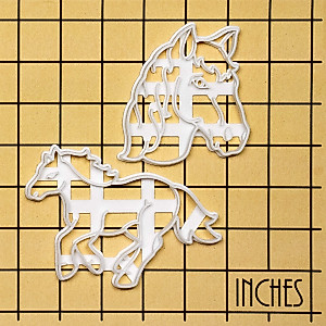 Set of 2 Horse cookie cutters (Designs: Horse Head and Horse Running), 2 pieces - Bakerlogy