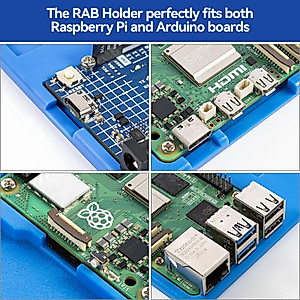 SunFounder RAB Holder Breadboard Kit for Raspberry Pi Compatible with Arduino Uno R4 Minima/WiFi/Uno R3/Mega R3, Raspberry Pi 5 4B 3B+ 3B 2 Model B and 400 830 Points Breadboard