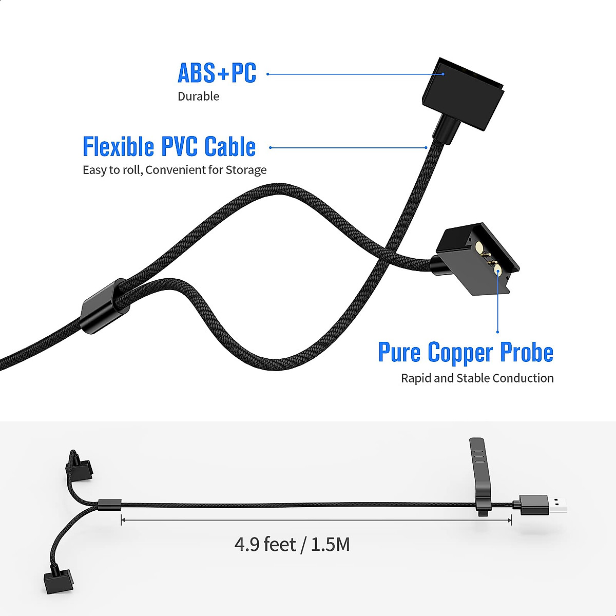 Soarking Replacement Charger 5 Feet Cable Compatible with Razer Anzu Smart Glasses Frames