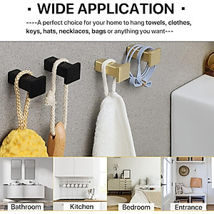 SAYAYO Modern Black Coat Hooks for Wall, Robe Hooks Towel Holder for Bathrooms, Heavy Duty Wall Hooks for Hanging SUS 304 Stainless Steel, 4 Pcs