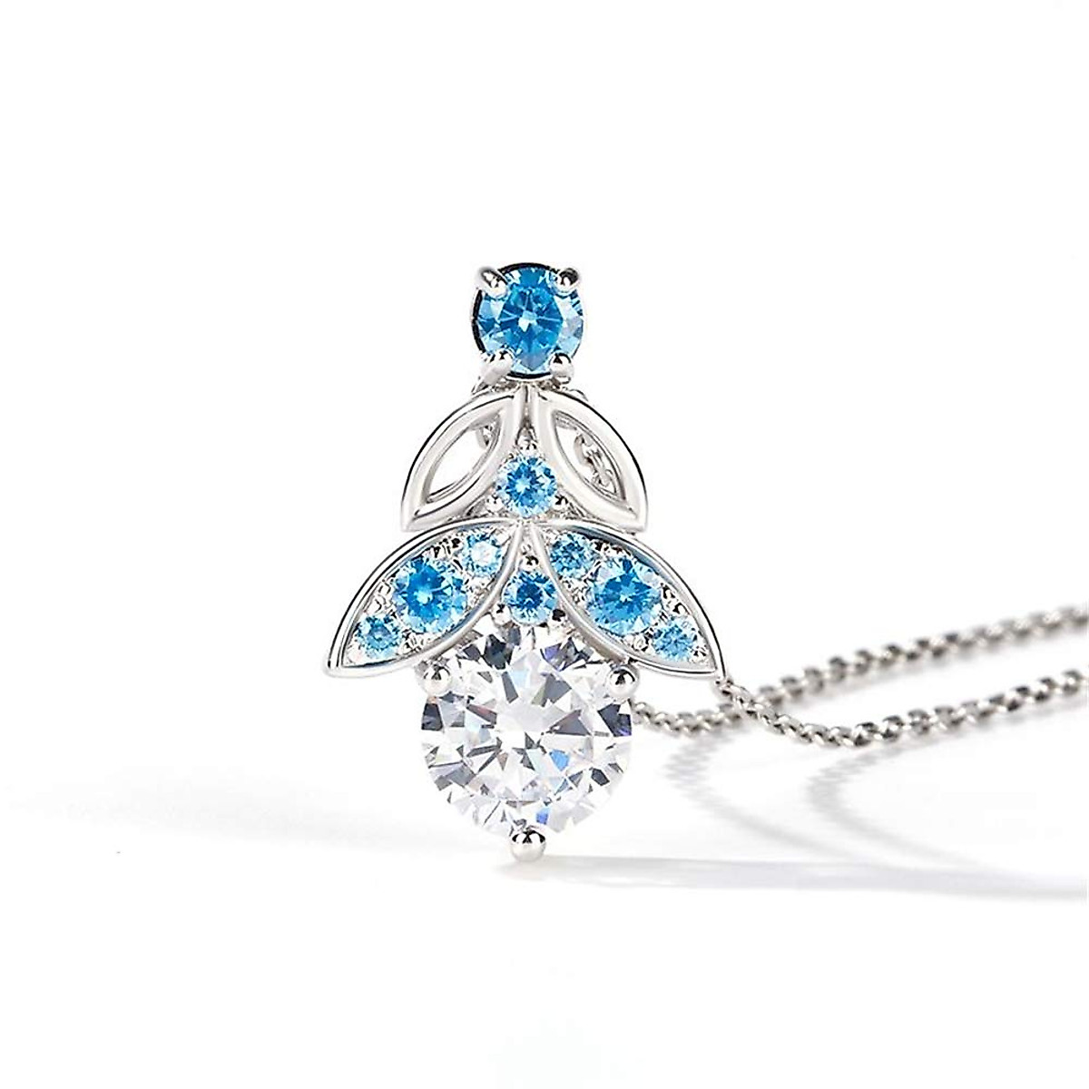 Jeulia Butterfly Round Cut Sterling Silver Necklace Gift for Women Love Party Jewelry Valentine's Day Engagement Gift With Jewelry Box