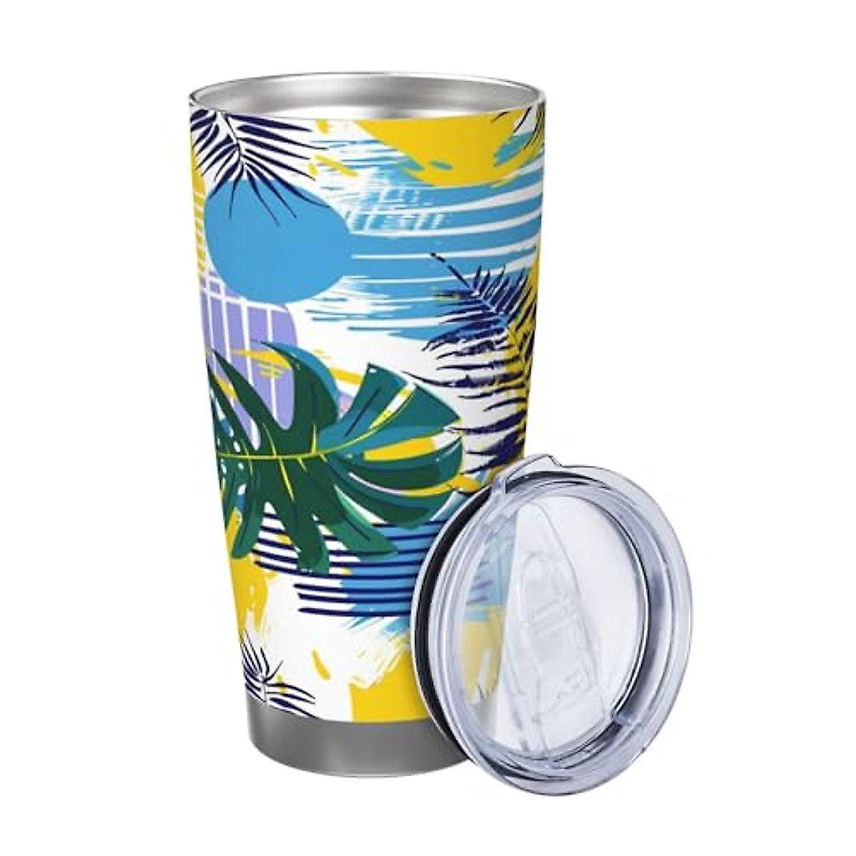 AYCZN Tropical Abstract Leaves 20 OZ Tumbler Stainless Steel Travel Coffee Mug, Palm Leaf Insulated Water Bottle with Lid and 2 StrawsLeakproof Thermal Cup