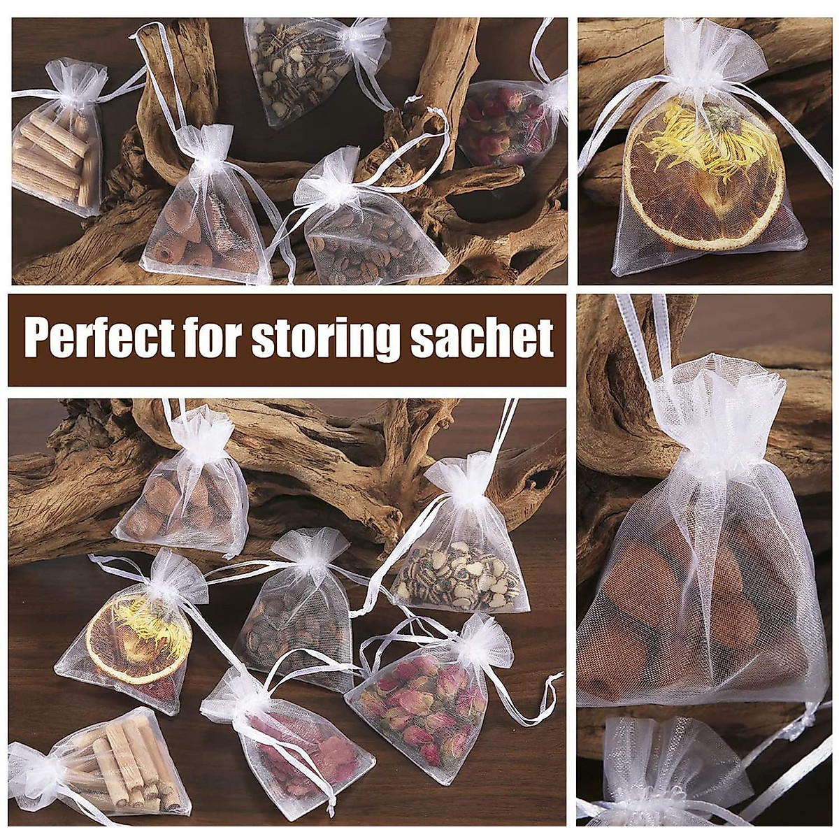 FOBGEL 50 Pcs White Organza Bags 3.5x4.7 (9x12cm), Drawstring Jewelry Gift Bag, Gift Bags Medium Size, For Party, Jewelry, Christmas, Lavender, Festival, Bathroom Soaps, Makeup, Organza Favor Bags