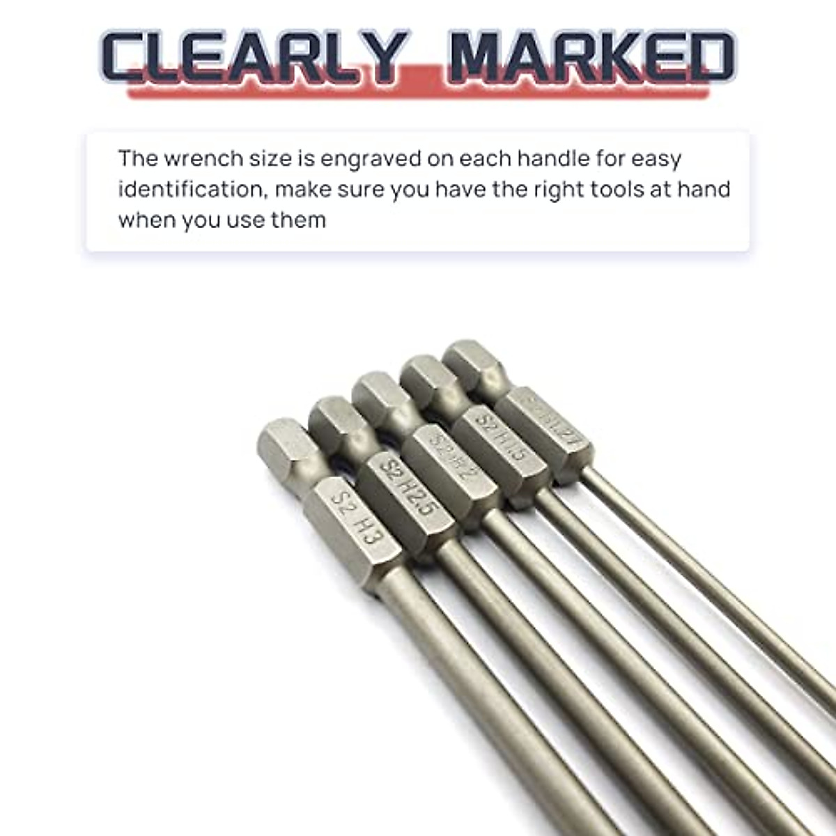 HOPLEX 5PCS RC Hex Bit 1.27mm 1.5mm 2.0mm 2.5mm 3.0mm Hex Head Allen Wrench Drill Bit Set for Screwdrivers Electric Screwgun/Power Drill