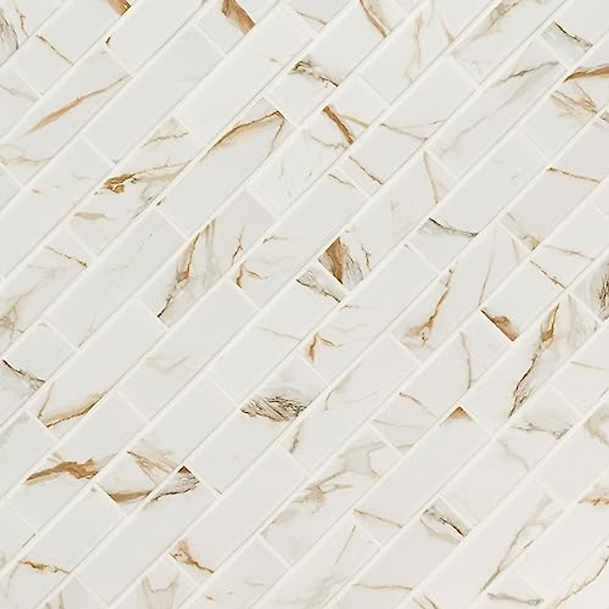 MSI Calacatta Gold 11.46 in. x 11.69 in. Matte Porcelain Subway Floor Tile and Wall Tile for Kitchen Backsplash, Bathroom Tile, Accent Wall Tile, Shower Wall Tile, Mosaic Tile