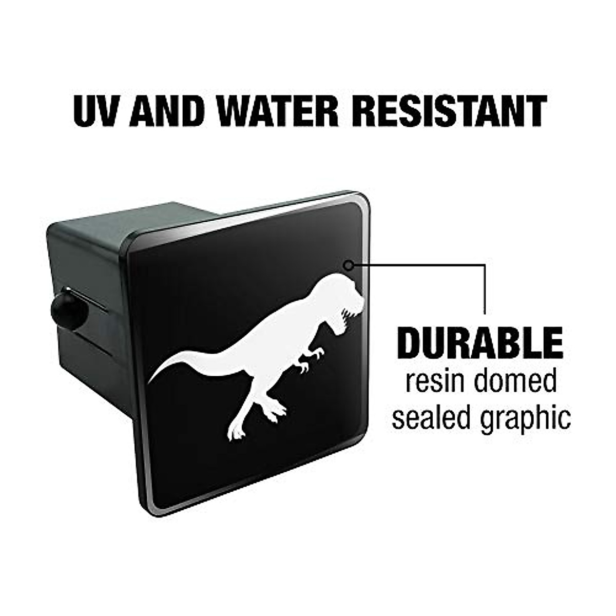 Dinosaur Tyrannosaurus Rex Black White Tow Trailer Hitch Cover Plug Insert 2"