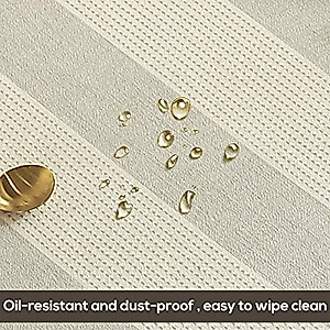 AmHoo Stitching Tassel Tablecloth Striped Table Cloth Rectangle Cotton Linen Dust-Proof Table Cover for Kitchen Dinning 54 x 70 Inch Beige