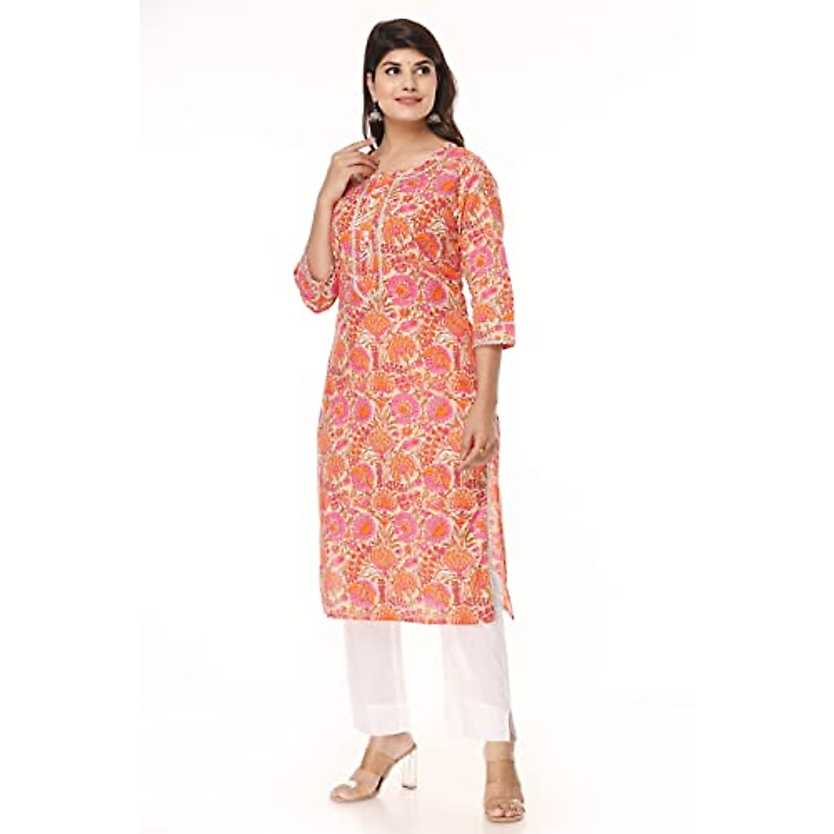 Vihaan IMPEX Indian Multicolor Kurti Set for Women with White Pant