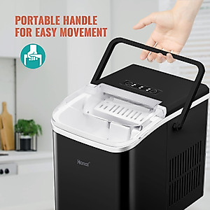 WANAI Ice Makers Countertop, Self-Cleaning Function, 26Lbs/ 8Mins/ 24Hrs 2 Size Ice, Portable Ice Cube Maker Machine with Ice Scoop & Basket
