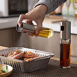 ZIZZO HOME Oil Sprayer for Cooking, 2 Pack Olive Oil Sprayer Mister, Spray Bottle for Kitchen, 100ml Glass, Oil Vinegar Spritzer Sprayer Glass Bottles for Salad, cooking, roasting, BBQ