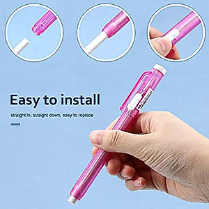 36 Pieces Eraser Pen Retractable Mechanical Eraser Pen Include 6 Packs Click Eraser Pen and 30 Click Erasers Refill for School Office Painting Writing (Clear Color)