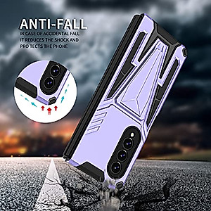 EAXER for Samsung Galaxy Z Fold 3 5G Shockproof Armor Protection Kickstand Case Cover Rugged Military Grade Shockproof Anti-Drop Holder Cover Case for Samsung Galaxy Z Fold 3 2021 Purple