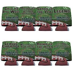 VictoryStore Can and Beverage Coolers - Fantasy Football, Set of 8 Different Designs