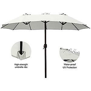 ABCCANOPY 15FT Double-Sided Aluminum Table Patio Umbrella Garden Large Umbrella,Swimming Pool 12+Colors,Light Beige