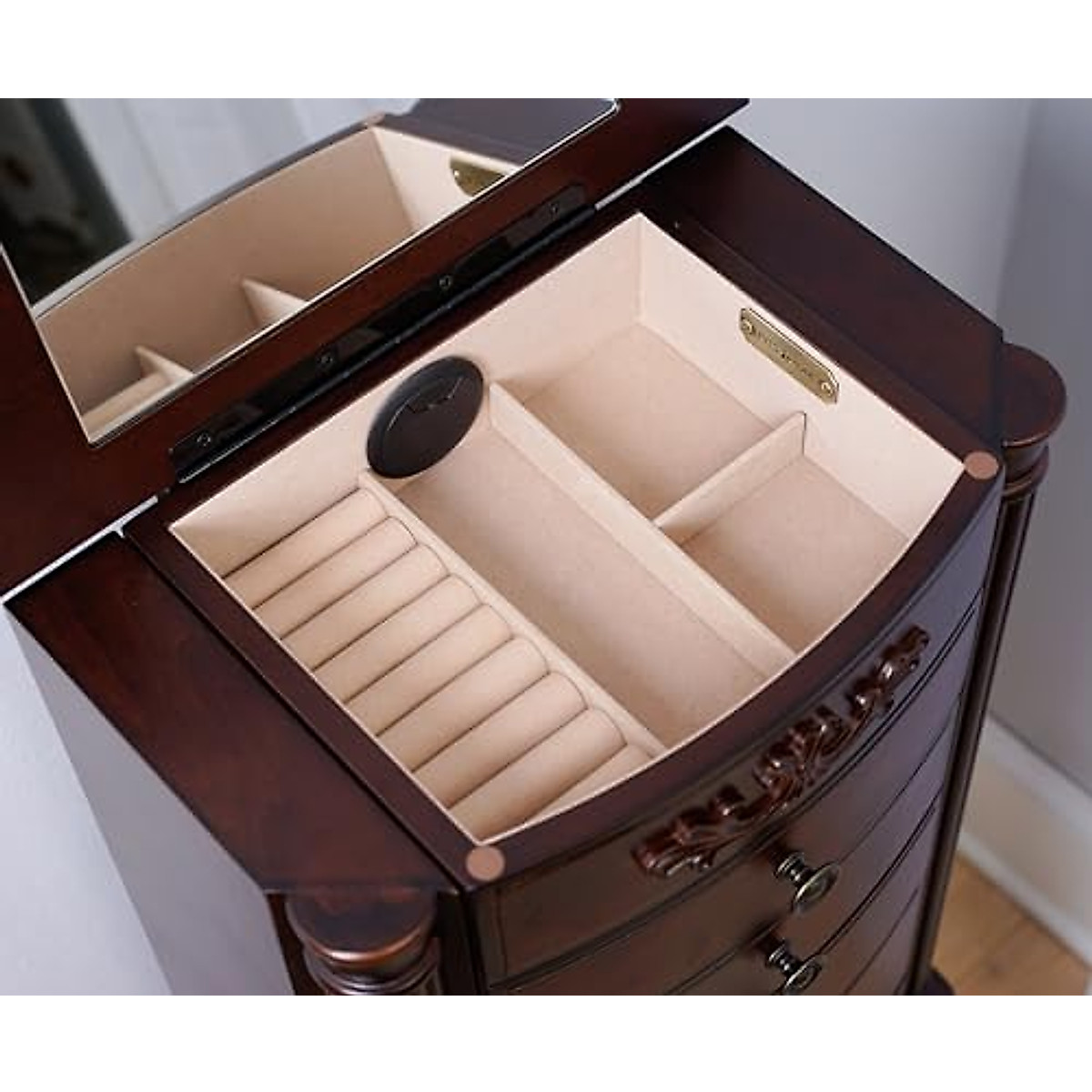 Hives and Honey Morgan Armoire Jewelry Cabinet, Dark Walnut