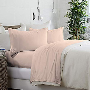 Brooklyn Flat Jersey Knit Sheet Set, King, Peach Blush