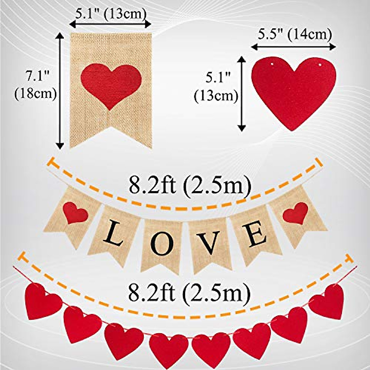 Uniwish Love Burlap Banner Valentines Day Decorations Garland Hearts Hanging Ornaments Wedding Engagement Anniversary Photo Props Indoor Outdoor Valentines Decor