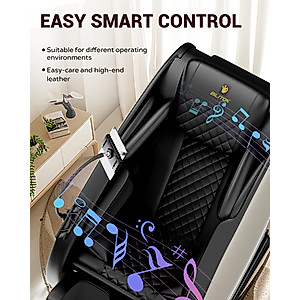 BILITOK Massage Chair Recliner with Zero Gravity, Full Body Massage Chair with Heating, Bluetooth Speaker, Airbags, Foot Roller, Touch Screen, Space-Saving for Office,Faux Leather (White)